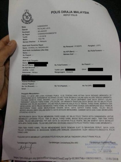 Report Polis Dari Saksi Ini Menceritakan Segalanya Apa Yang Berlaku ...